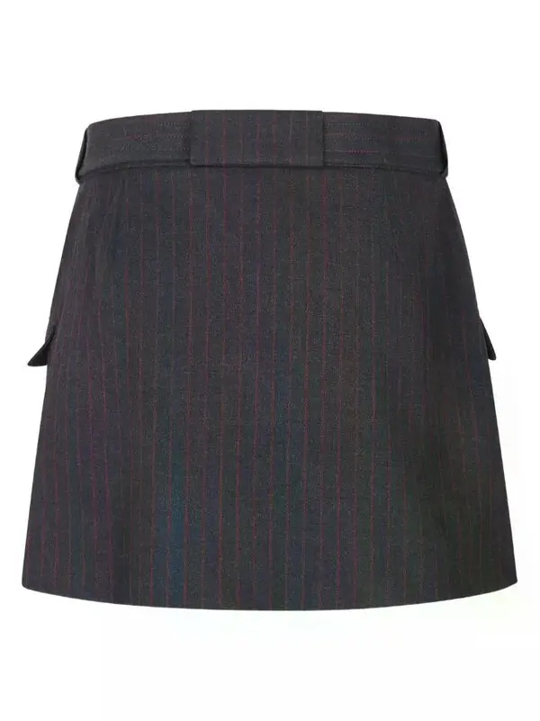 GANNI Pinstripe Belted Mini Skirt