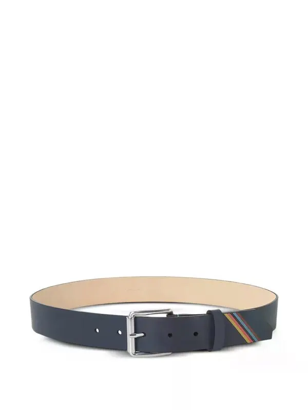 Paul Smith Leather Belt With Stripe Detail - Blue