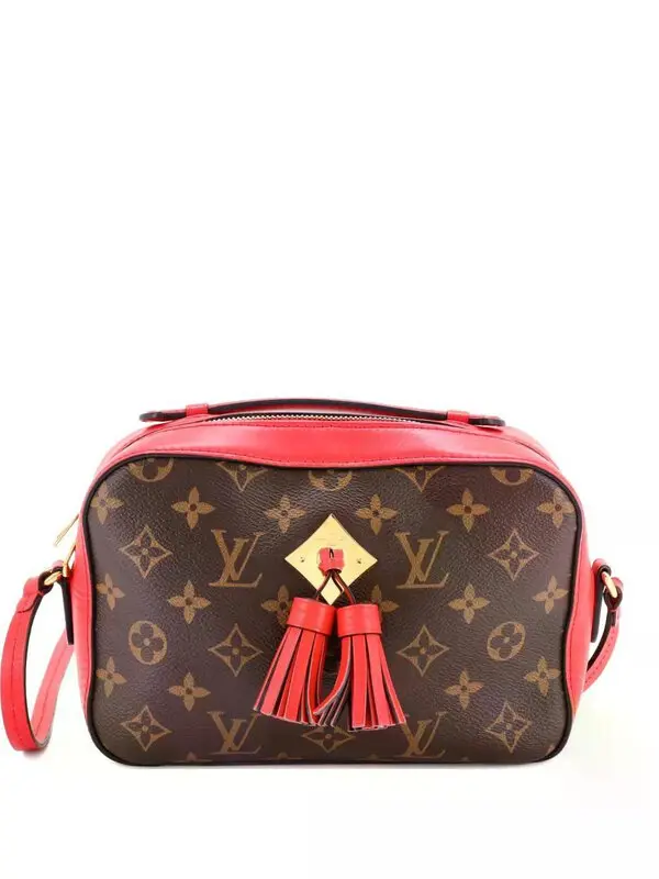 LOUIS VUITTON Saintonge Handbag Monogram Canvas With Leather Crossbody Bag - Red