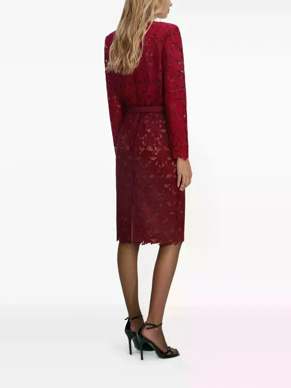 SELF-PORTRAIT Floral-relief Lace Midi Skirt - Red