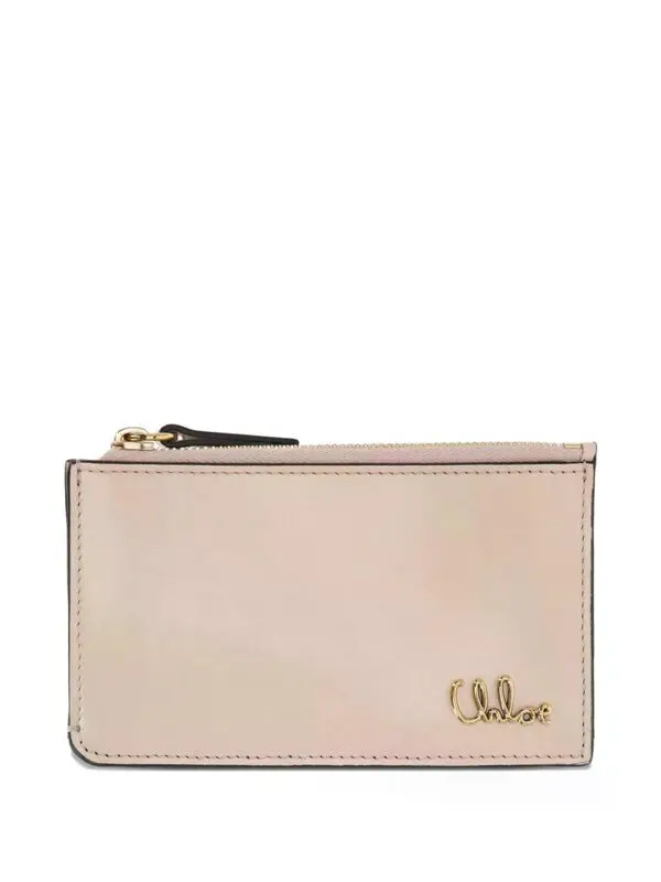 Chloé Logo Zip Wallet - Neutrals