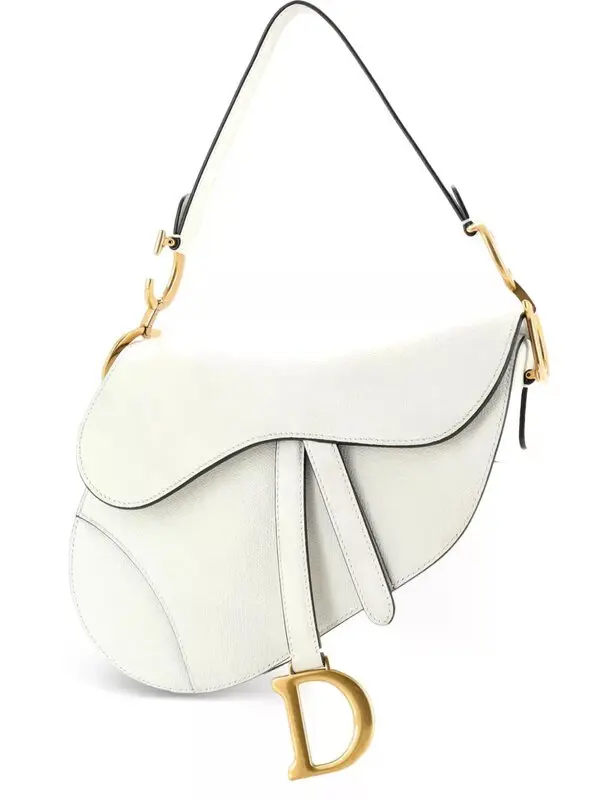 Dior Saddle Handbag Leather Medium Shoulder Bag - White