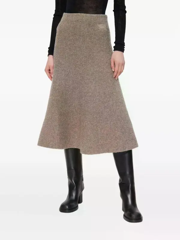 Burberry Ribbed-knit Flared Skirt - Neutrals