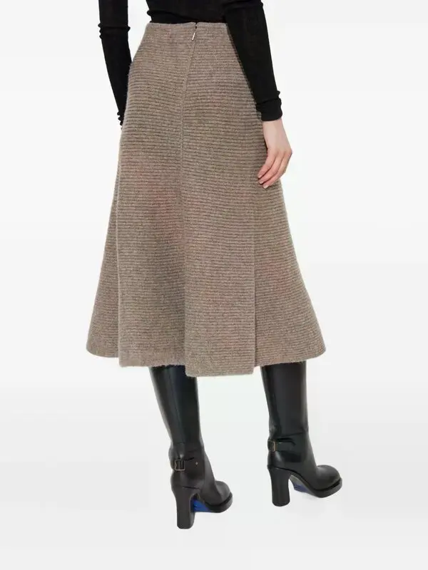 Burberry Ribbed-knit Flared Skirt - Neutrals