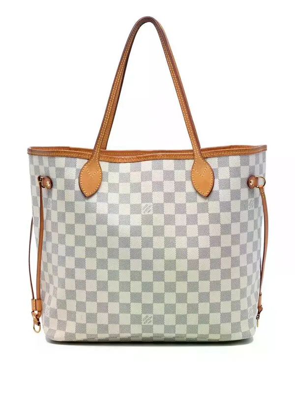 LOUIS VUITTON 2016 Damier Azur Neverfull Mm Tote Bag - White