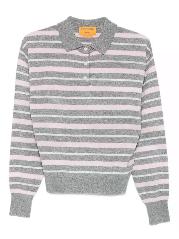 Guest In Residence Collegiate Stripe Polo Top - Grey