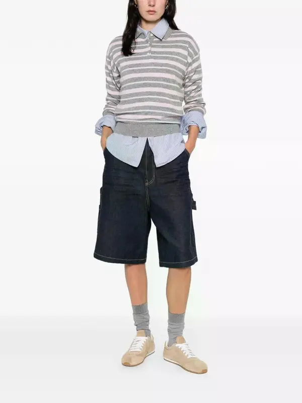 Guest In Residence Collegiate Stripe Polo Top - Grey
