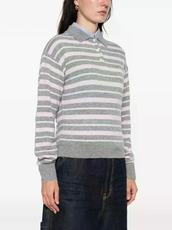 Guest In Residence Collegiate Stripe Polo Top - Grey