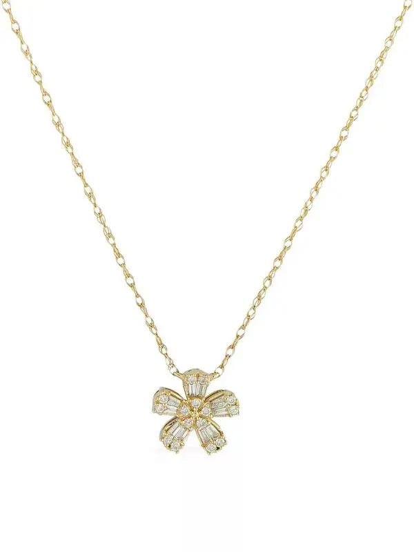 LB EXCLUSIVE 14k Yellow Diamond Flower Pendant Necklace - Gold