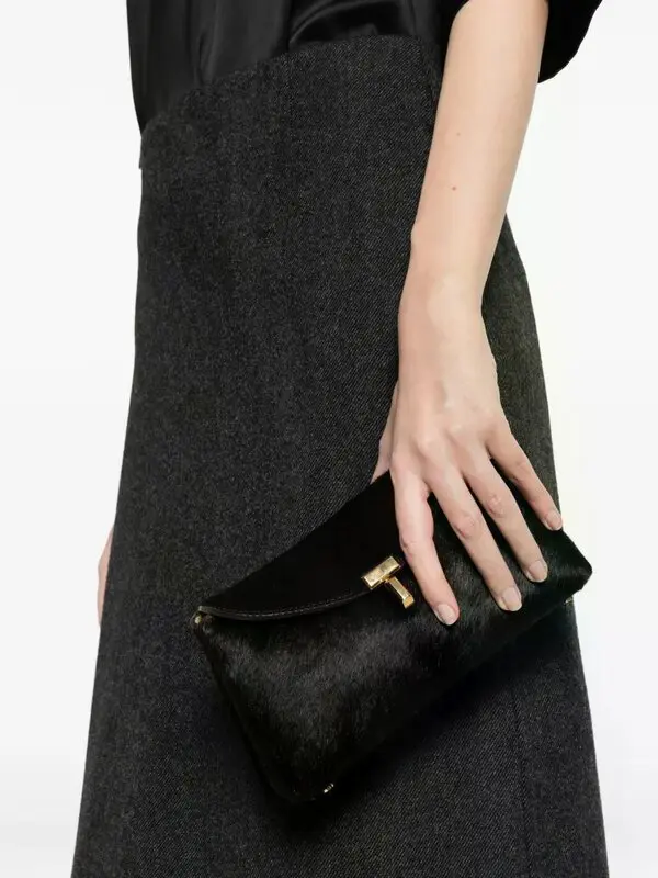 TOTEME Mini T-lock Pony-hair Clutch - Red