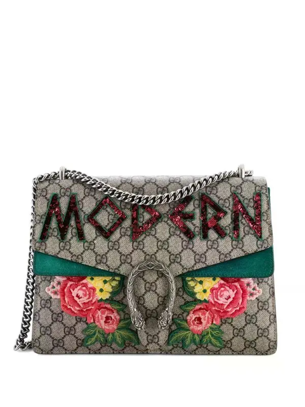 Gucci Dionysus Medium Shoulder Bag Embroidered Gg Coated Canvas