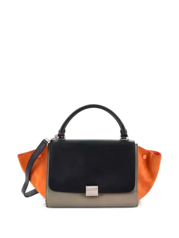 Celine Tricolor Trapeze Satchel - Black
