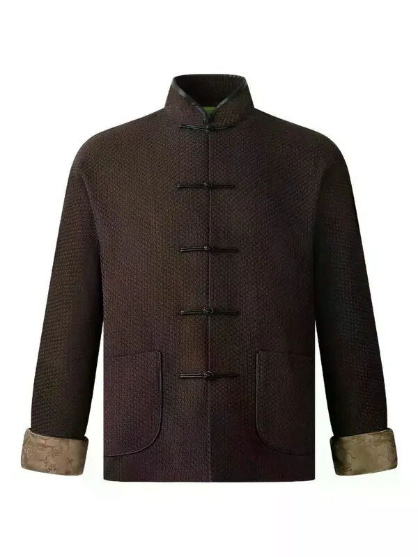 Shanghai Tang Textured Jacket With Frog-button Fastening - Brown