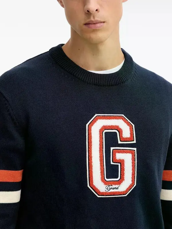 Gant Appliqué Striped-sleeve Sweater