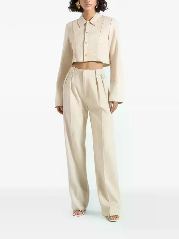 Manière De Voir Maniere De Voir Florine Linen Pintuck Cropped Shirt
