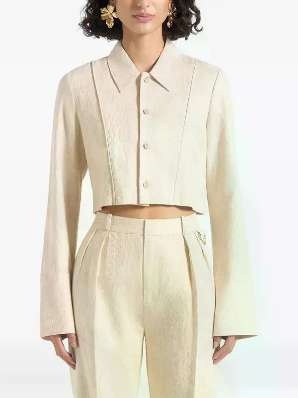 Manière De Voir Maniere De Voir Florine Linen Pintuck Cropped Shirt