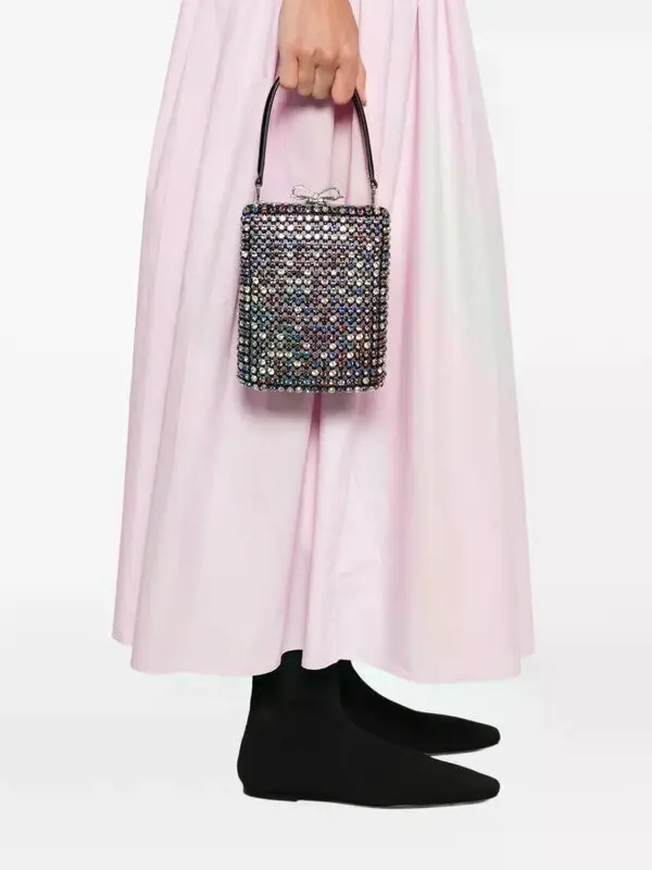 SELF-PORTRAIT Crystal-embellished Mini Tote - Black