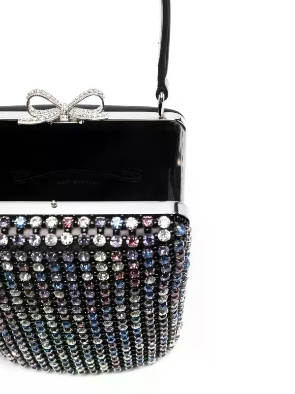 SELF-PORTRAIT Crystal-embellished Mini Tote - Black
