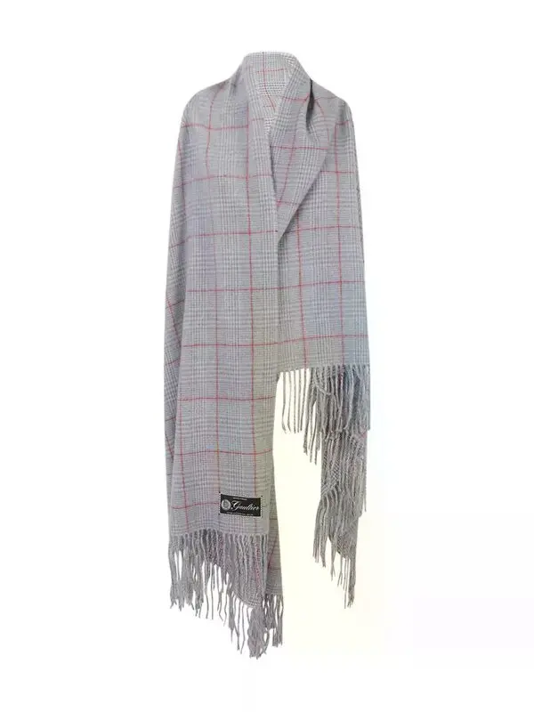 Jean Paul Gaultier Fringed Check Scarf - Grey