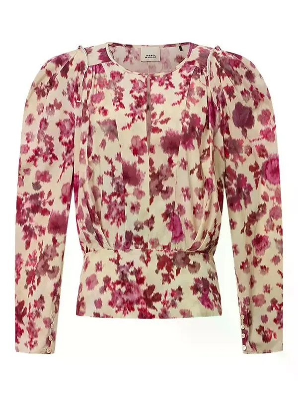 Isabel Marant Étoile Zarga" Silk Floral Print Blouse - Neutrals