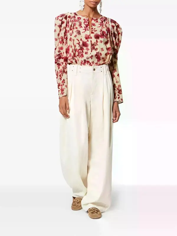 Isabel Marant Étoile Zarga" Silk Floral Print Blouse - Neutrals