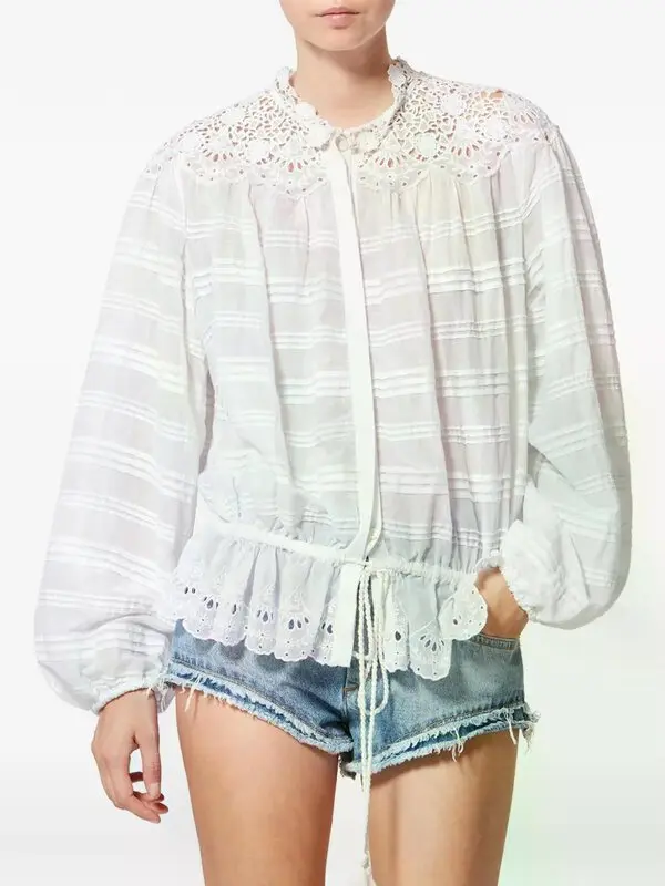 MARANT ETOILE Polly Embroidered Blouse - White