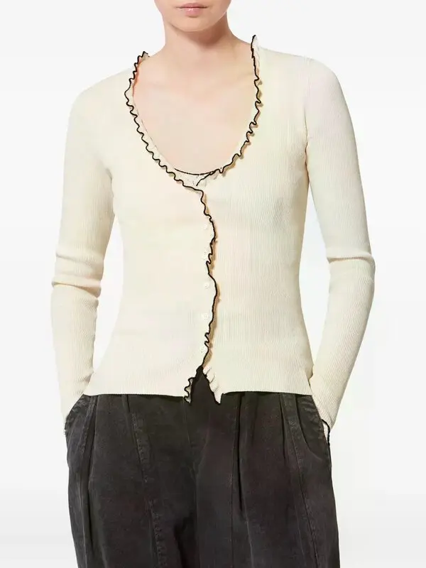 Isabel Marant Étoile Izae Ruffled Trim Cardigan - Neutrals