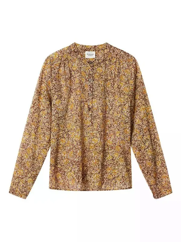 MARANT ETOILE Toile Maria Floral-print Cotton-voile Blouse - Brown
