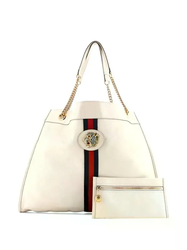 Gucci Rajah Chain Leather Large Tote Bag - Neutrals