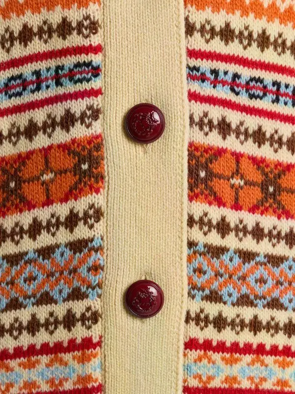 Bally Ribbed-knit Geometric-motif Cardigan