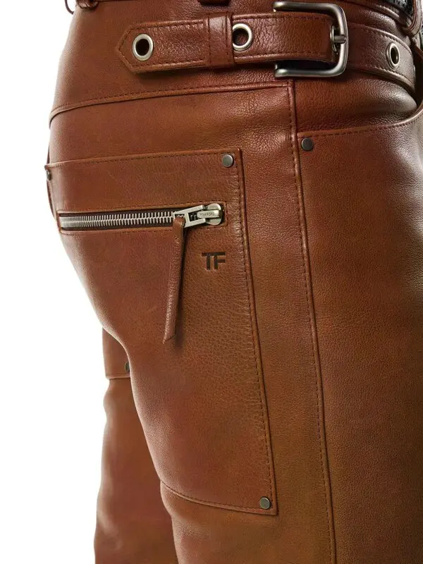 TOM FORD Buckle Leather Trousers