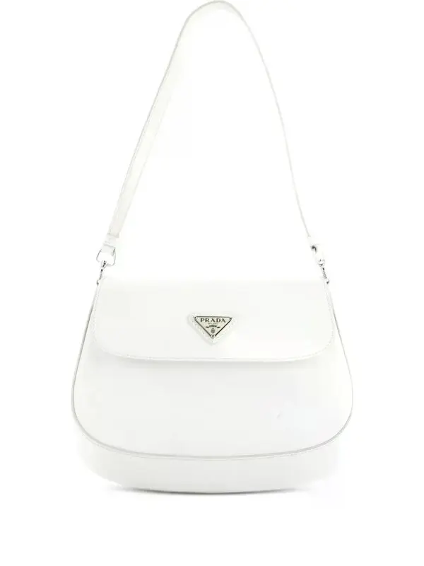 Prada Cleo Flap Shoulder Bag Spazzolato Leather - White