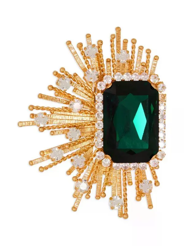 Balmain Crystal-embellished Brooch - Gold