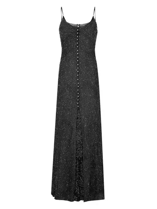 Rabanne Thin Straps Pearl Embroidery Dress - Black