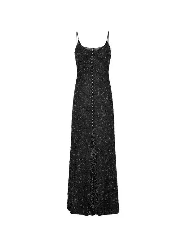 Rabanne Thin Straps Pearl Embroidery Dress - Black