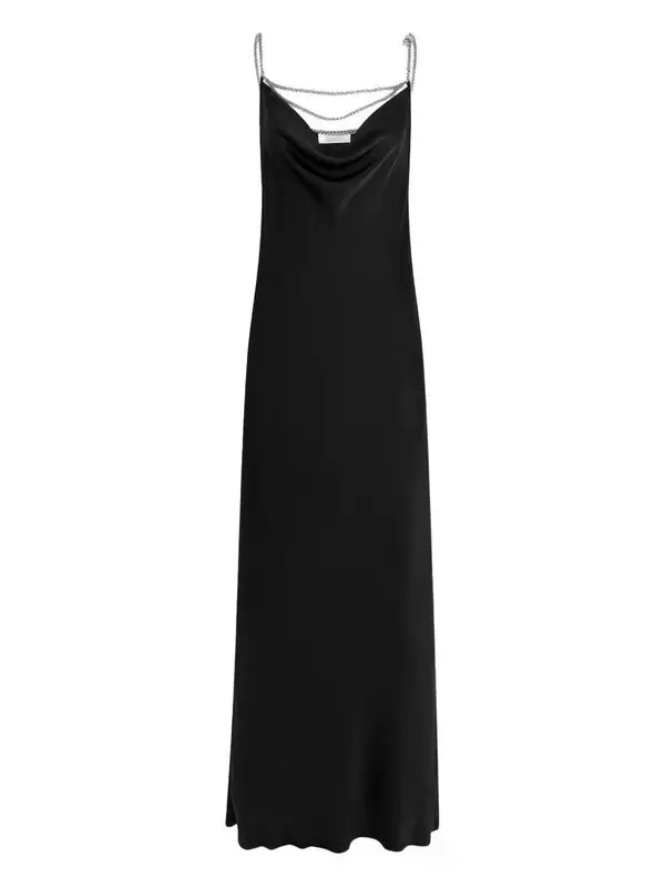 Rabanne Chain Strap Satin Slip Dress - Black