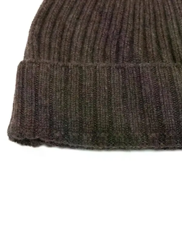 DELL'OGLIO Ribbed Beanie Hat - Brown