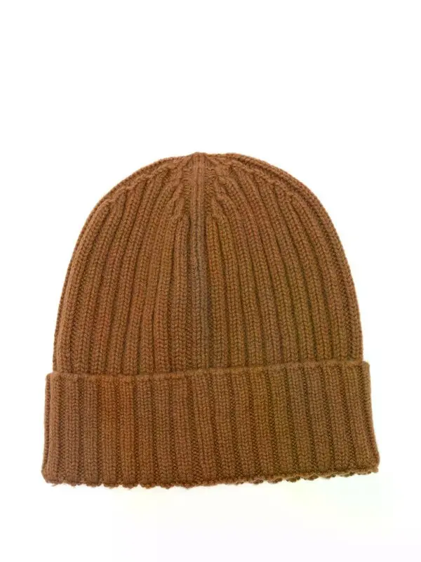 DELL'OGLIO Ribbed Beanie - Brown