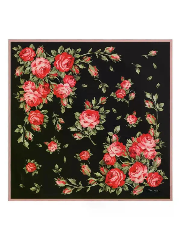 Dolce & Gabbana Floral-print Scarf - Black