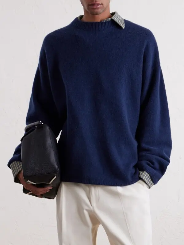 THE ELDER STATESMAN Dume Brushed-cashmere Sweater - Blue