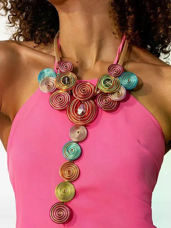 TWINSET Spiral Wire Gemstone Necklace - Pink