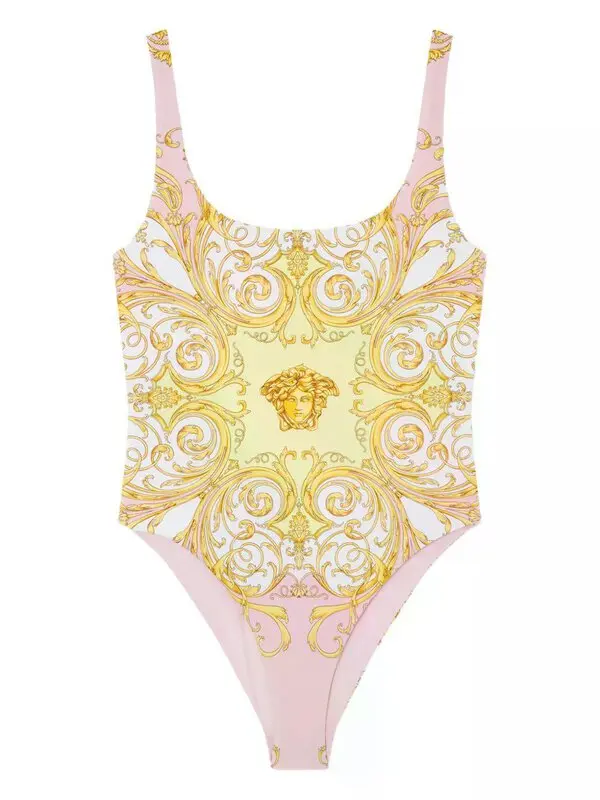 Versace Spring Barocco-print Swimsuit - Pink