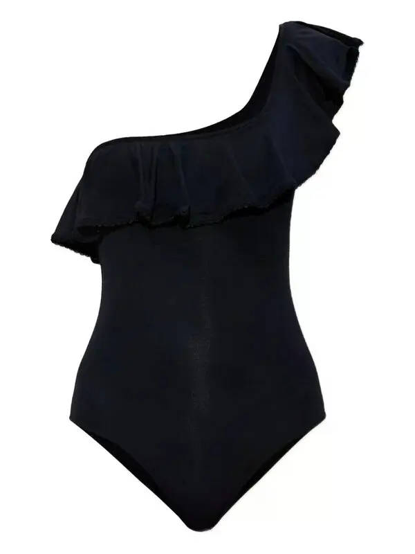 Melissa Odabash Ruffled One-shoulder Swimsuit - Black