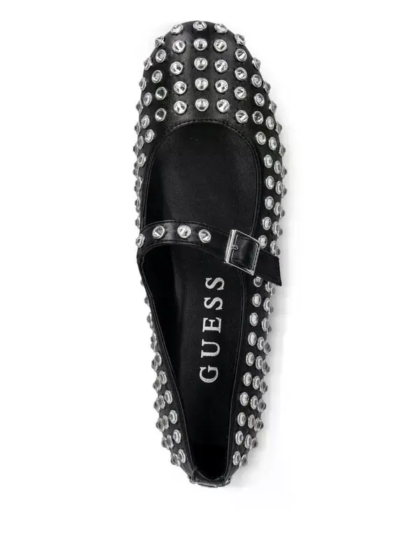 Guess Studded Buckle Ballet Flats - Black