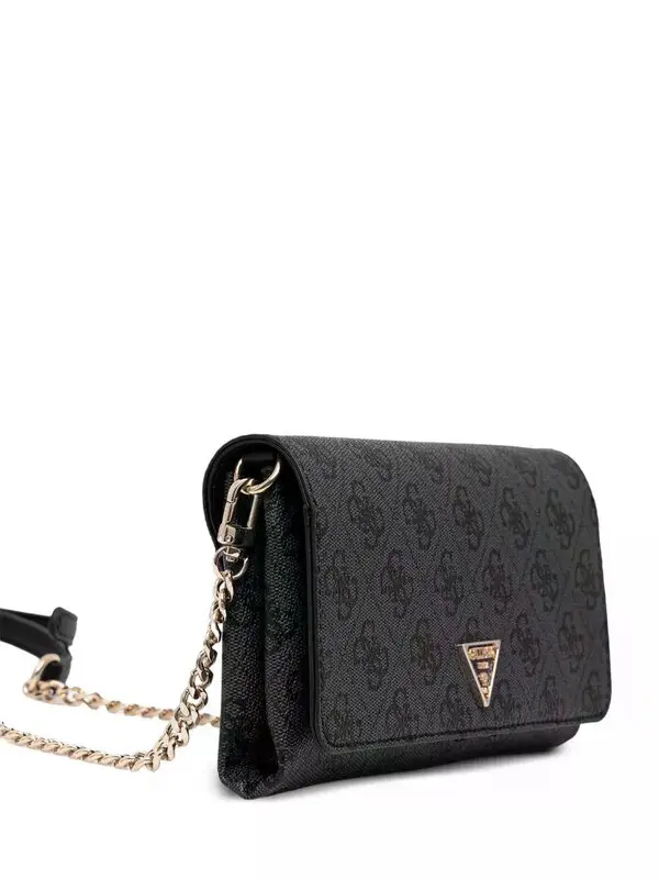 Guess Monogram Chain Cross Body Bag - Black
