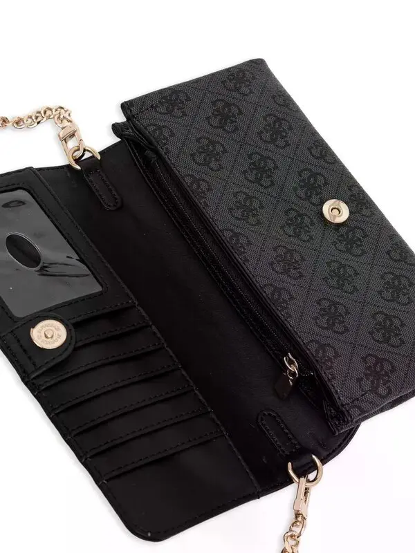 Guess Monogram Chain Cross Body Bag - Black
