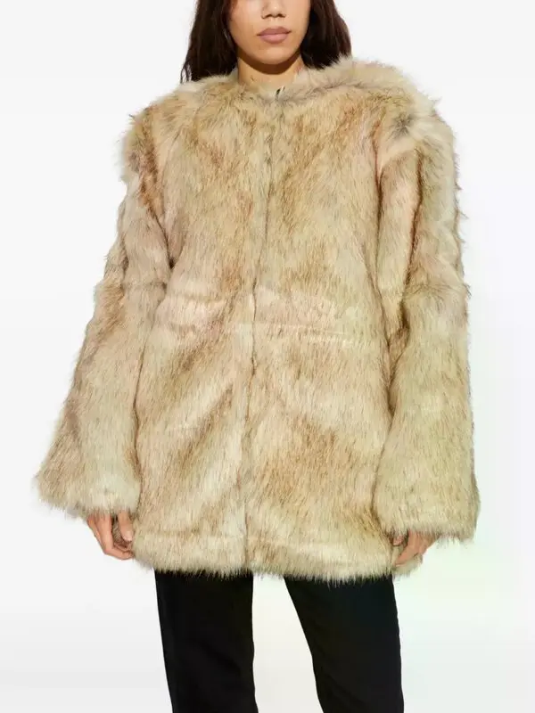 GESTUZ Gzricca Faux Fur Coat - Neutrals