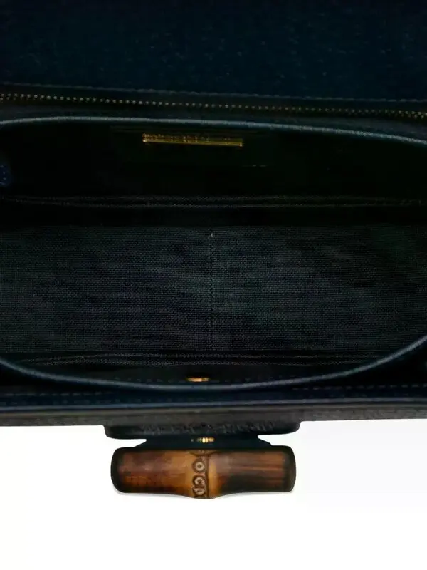 Gucci 2016-2025 100th Anniversary Medium Gg Coated Canvas 1947 Bamboo Top Handle Satchel
