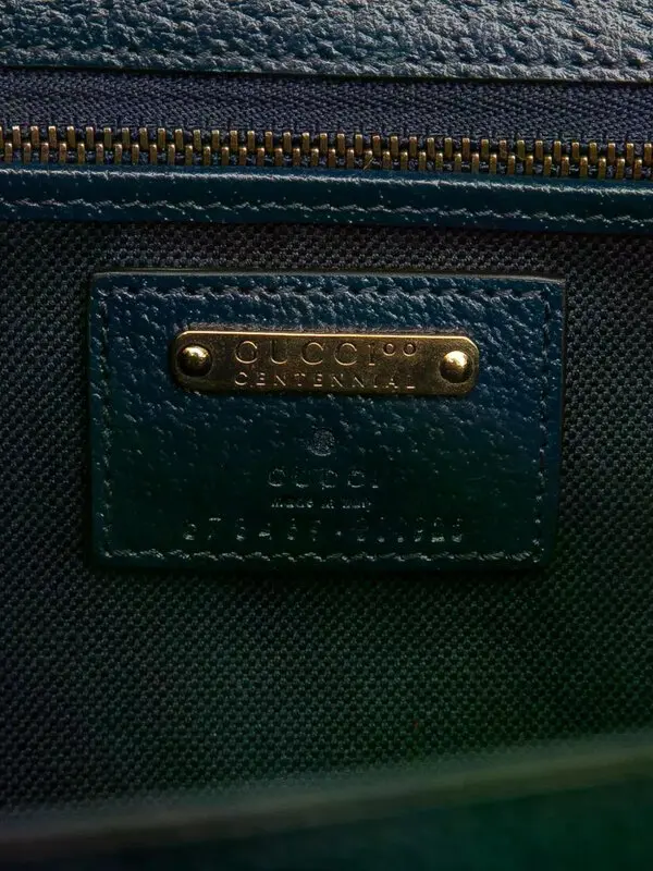 Gucci 2016-2025 100th Anniversary Medium Gg Coated Canvas 1947 Bamboo Top Handle Satchel