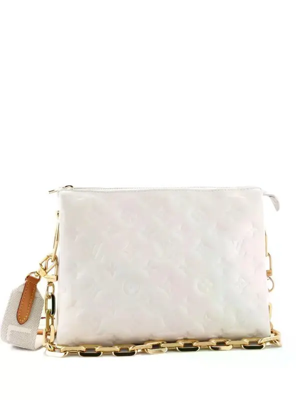 LOUIS VUITTON Coussin Pm Crossbody Bag Monogram Embossed Lambskin - White